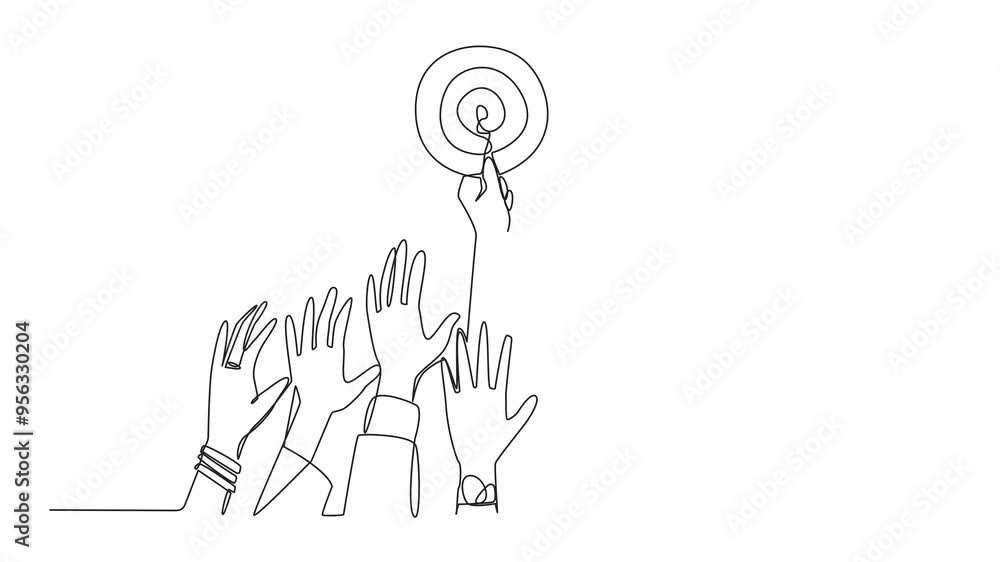 Self drawing animation of continuous one line drawing hands fighting ...