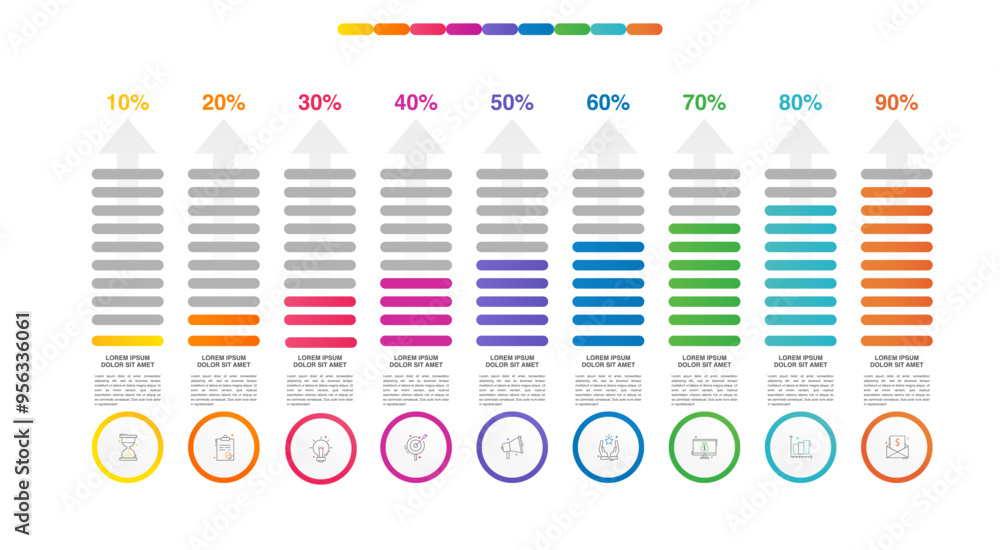 Presentation of modern vector infographic. Business template with 9 ...