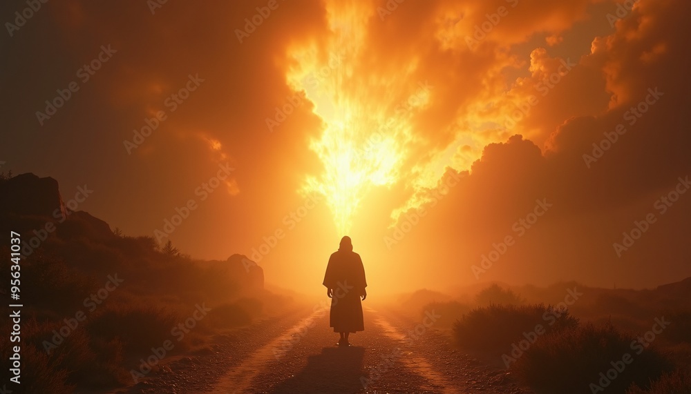 Saul’s conversion on the road to Damascus with a blinding light and a ...