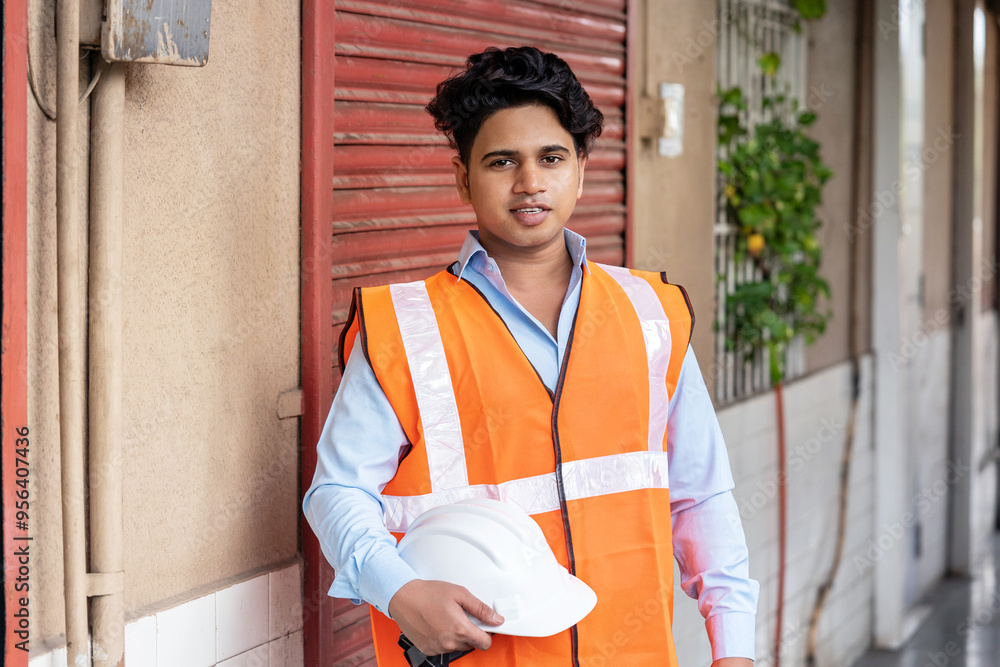 Indian Construction Site Worker or Labor Contractor Wearing Safety Vest ...