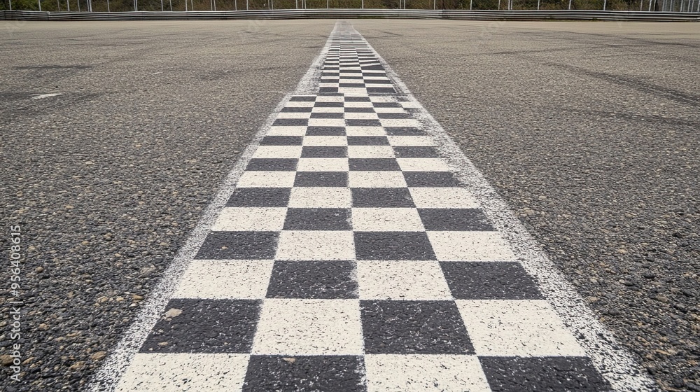 Checkered Finish Flag and Asphalt Racing Track: Racing Finish Line with ...