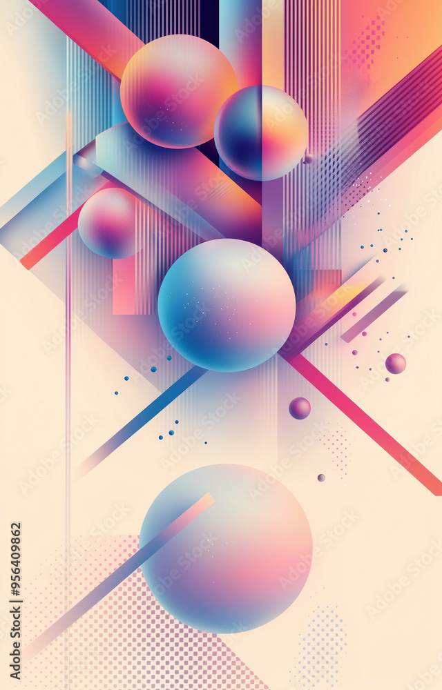 Abstract Geometric Shapes with Pastel Gradients. Futuristic 3D ...