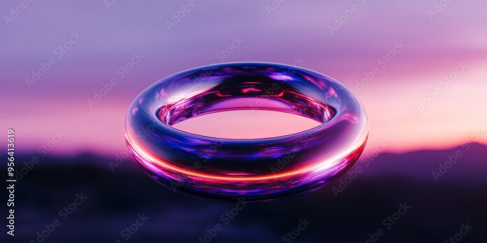 Holographic medal with glowing edges floating in midair futuristic ...