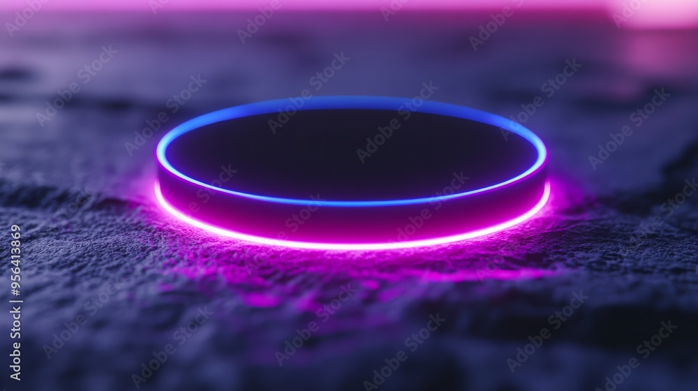 Holographic medal with glowing edges floating in midair futuristic ...