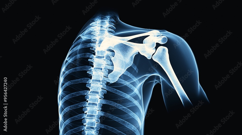 The Skeletal Framework: A detailed x-ray view of the human shoulder and ...