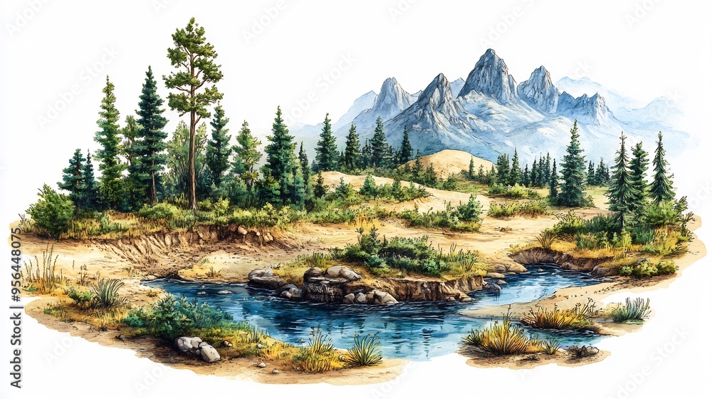 Illustrated mind map types of ecosystems exploring forests deserts ...