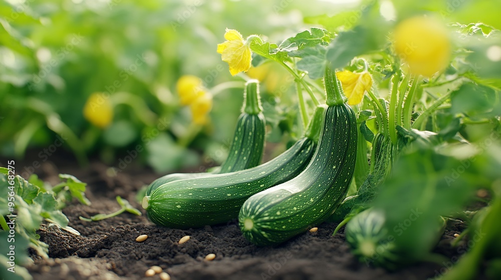 Zucchini courgette or baby marrow Cucurbita pepo is a summer squash a ...