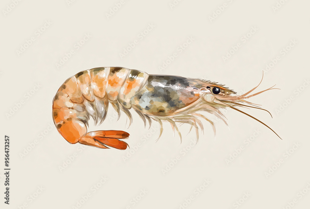 Seafood, shrimp prawn. Vintage retro print, black white seafood shrimp ...