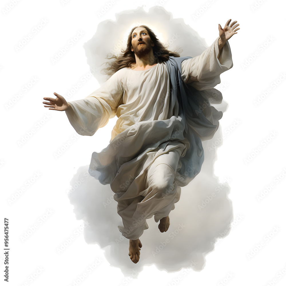 Jesus walking with his arms outstretched in the air, Jesus, arms ...