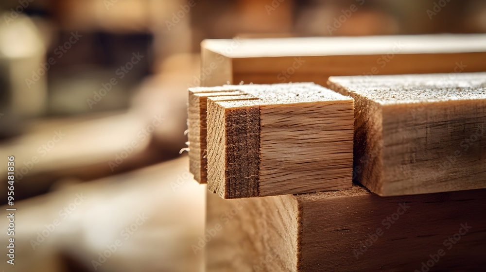 Macro photography of a beautifully engineered wooden joint highlighting ...