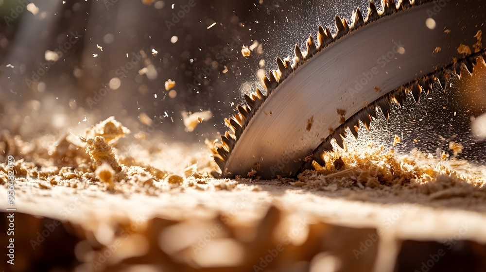 Macro photography of a sharp metallic saw blade cutting through a ...