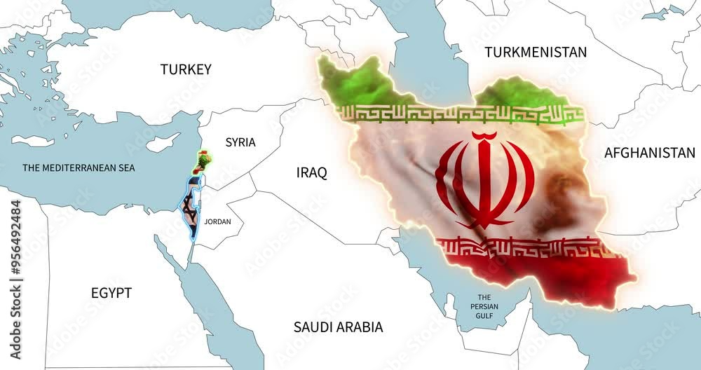 Map of the Middle East. Crisis between Israel, Lebanon and Iran, map of ...