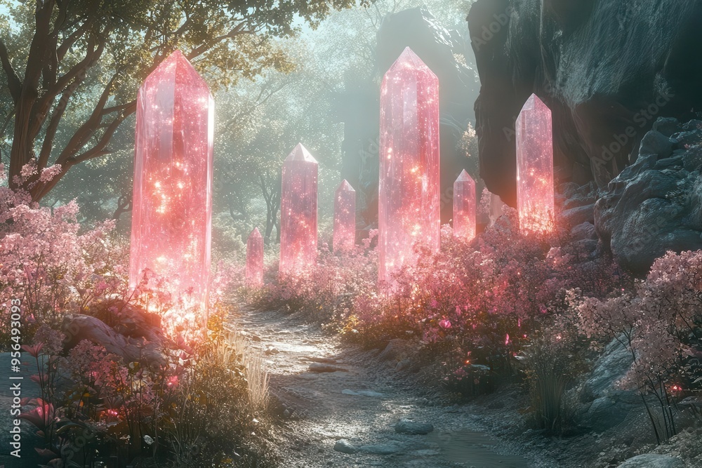 aigenerated fantasy landscape with impossible geometry and surreal ...
