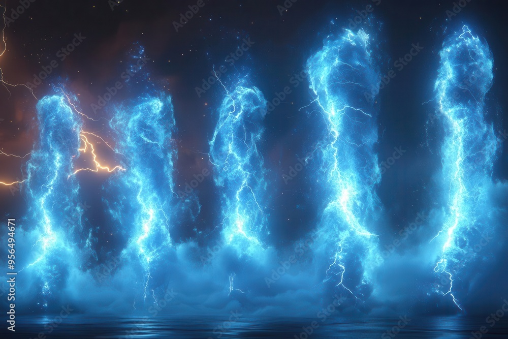 animated sequence of electric blue lightning bolts dynamic vector ...