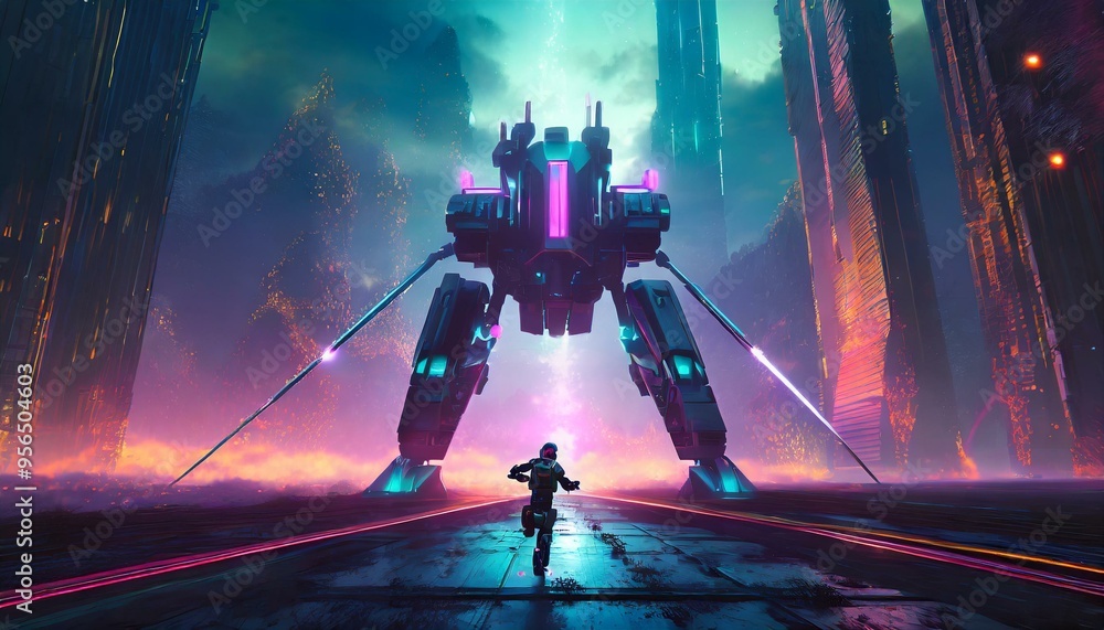 RPG Game Concept of Detailed catastrophic inside game army versus giant ...