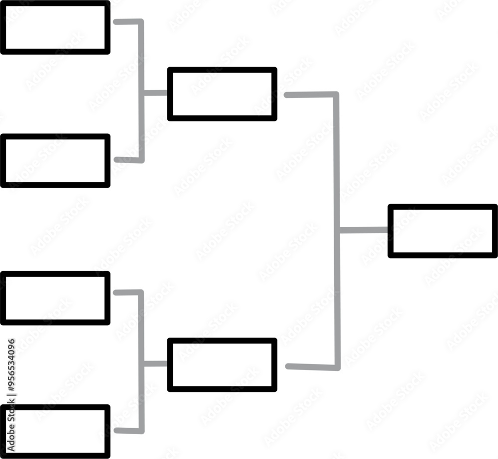 Blank Tournament Bracket Template - Vector Outline for Competitions ...