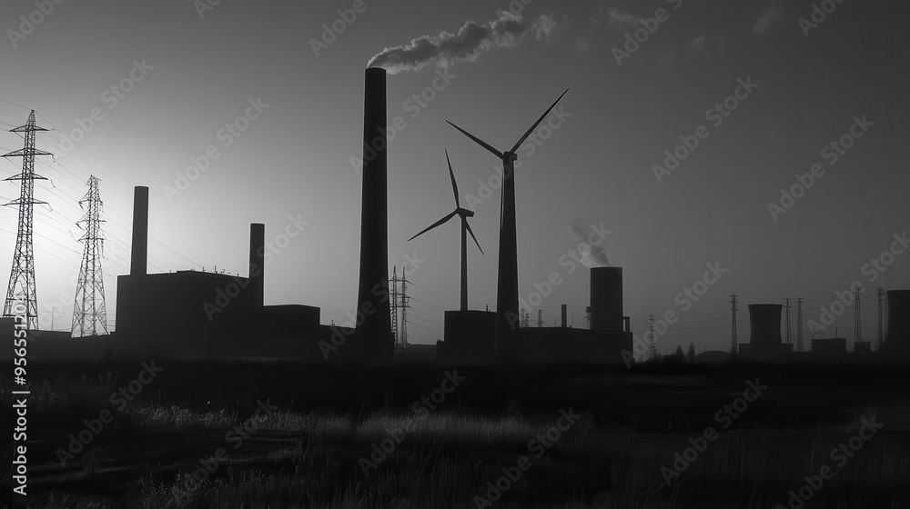 Old factories and closed coal mines stand alongside wind turbines ... Old factories and closed coal mines stand alongside wind turbines ...