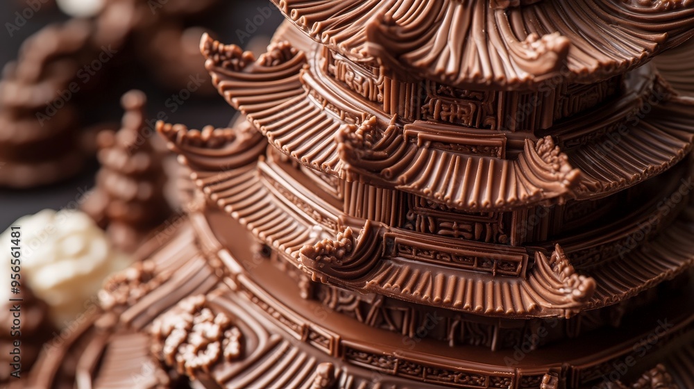 chocolate pagoda, with its layered roofs and ornate details all crafted ...