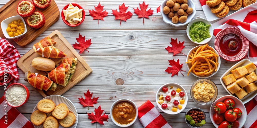 Traditional Canadian food spread for Canada Day celebration , Canada ...