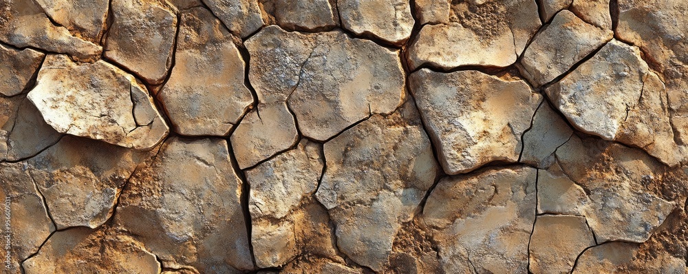 Cracked desert ground texture, with deep fissures and dry, rough ...