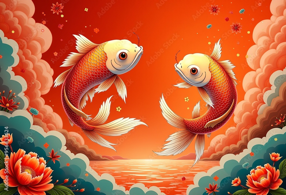 Ethereal Chinese Goldfish: Magical Painting with Large Tails, Floating ...