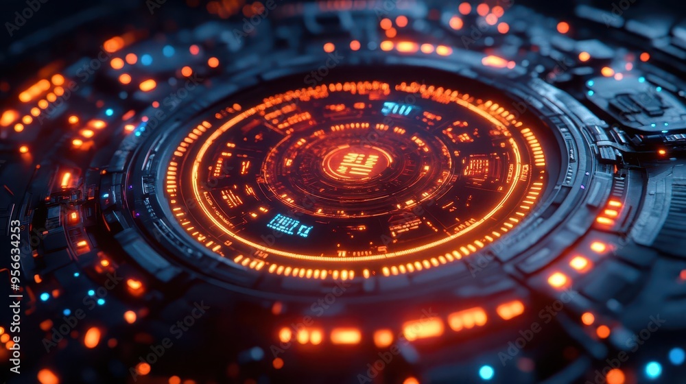 futuristic ui design featuring glowing neon hud frames holographic ...