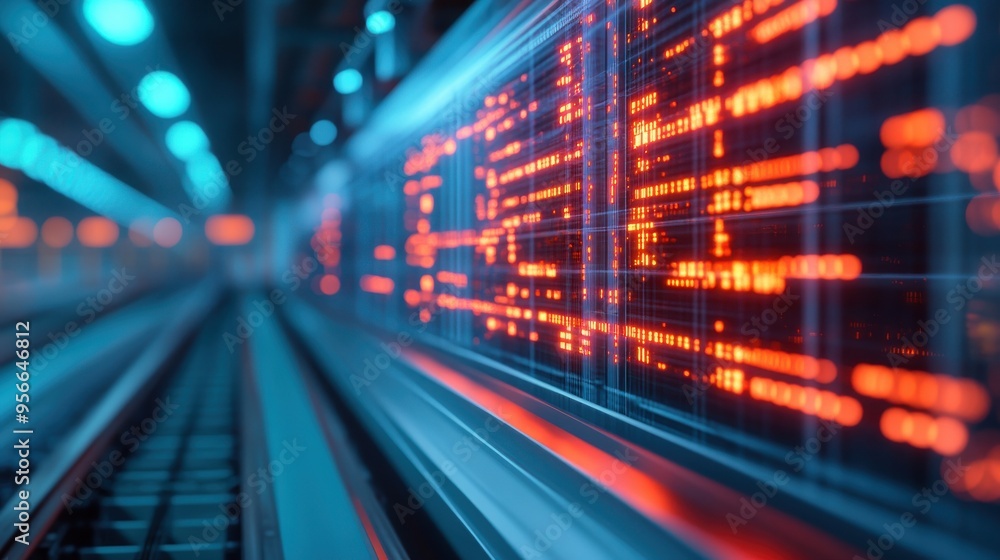 Abstract representation of high-speed data transfer through a ...