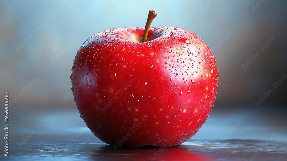 hyperrealistic rendering of a perfect red apple against pure white ...