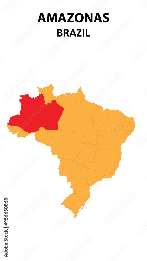 Amazonas Map is highlighted on the Brazil map with detailed state and ...