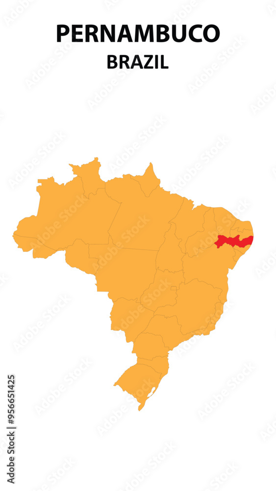 Pernambuco Map is highlighted on the Brazil map with detailed state and ...