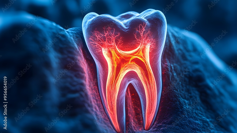 Inflamed Dental Nerve Illustration: A visual representation of an ...