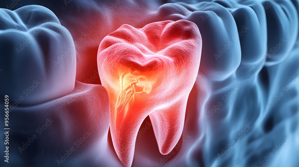 Inflamed Dental Nerve Illustration: A visual representation of an ...