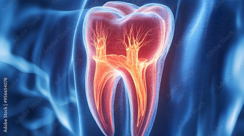 Inflamed Dental Nerve Illustration: A visual representation of an ...
