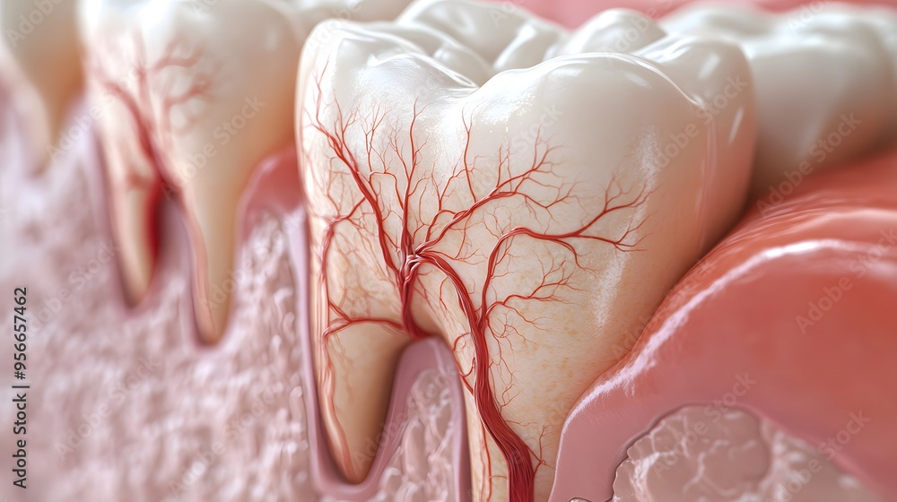 Dental Nerve and Blood Vessels: A close-up image showing the dental ...