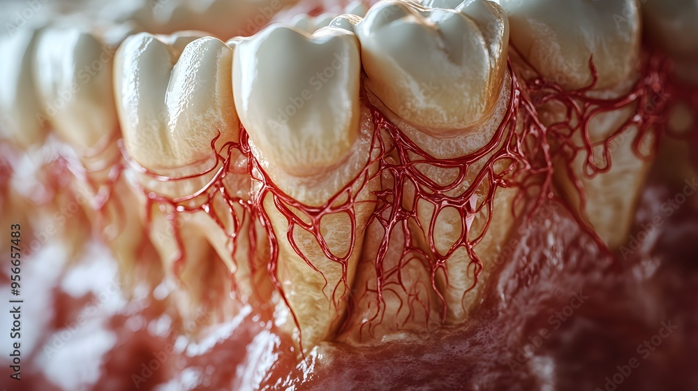 Dental Nerve and Blood Vessels: A close-up image showing the dental ...