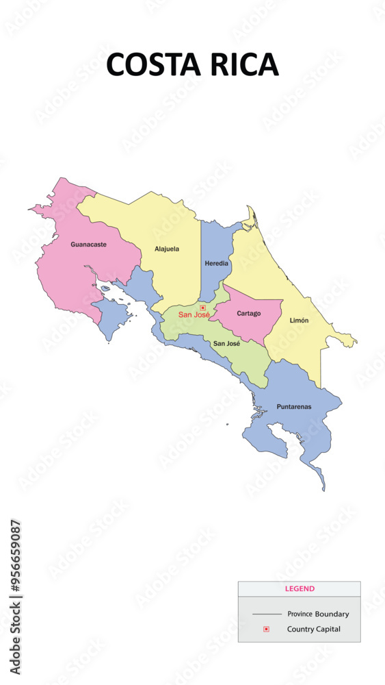 Costa Rica Map. State map of Costa Rica. State map of Costa Rica in ...