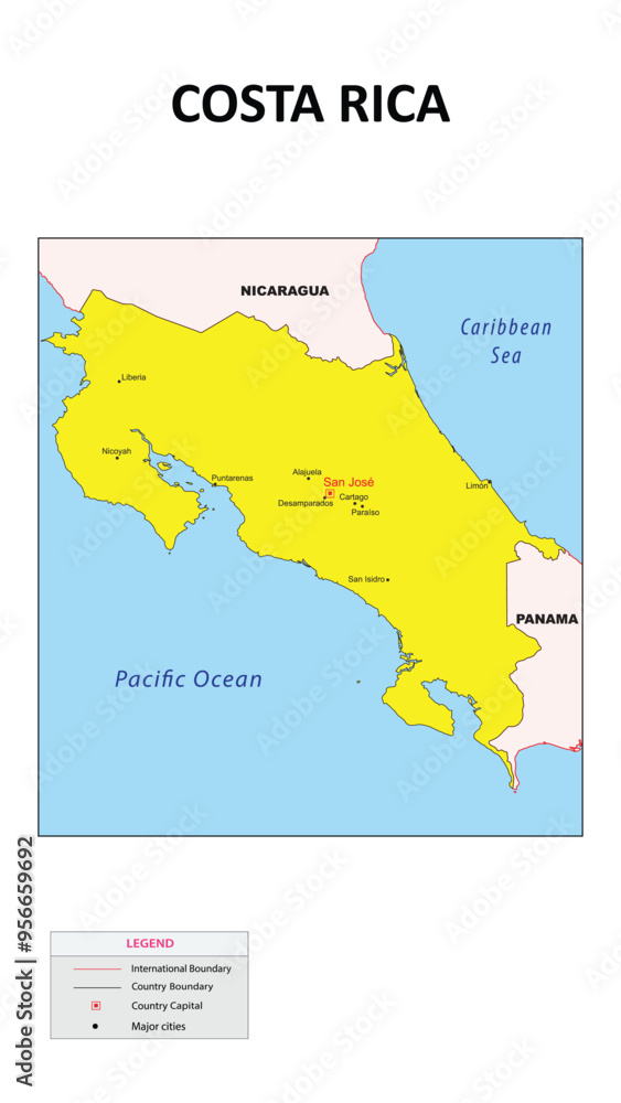 Costa Rica Map. Major cities in Costa Rica. Political map of Costa Rica ...