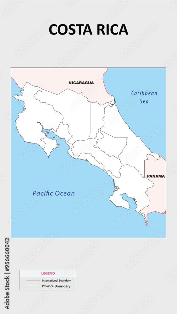 Fototapeta mapa świata dla dzieci Costa Rica Map. Political map of ...