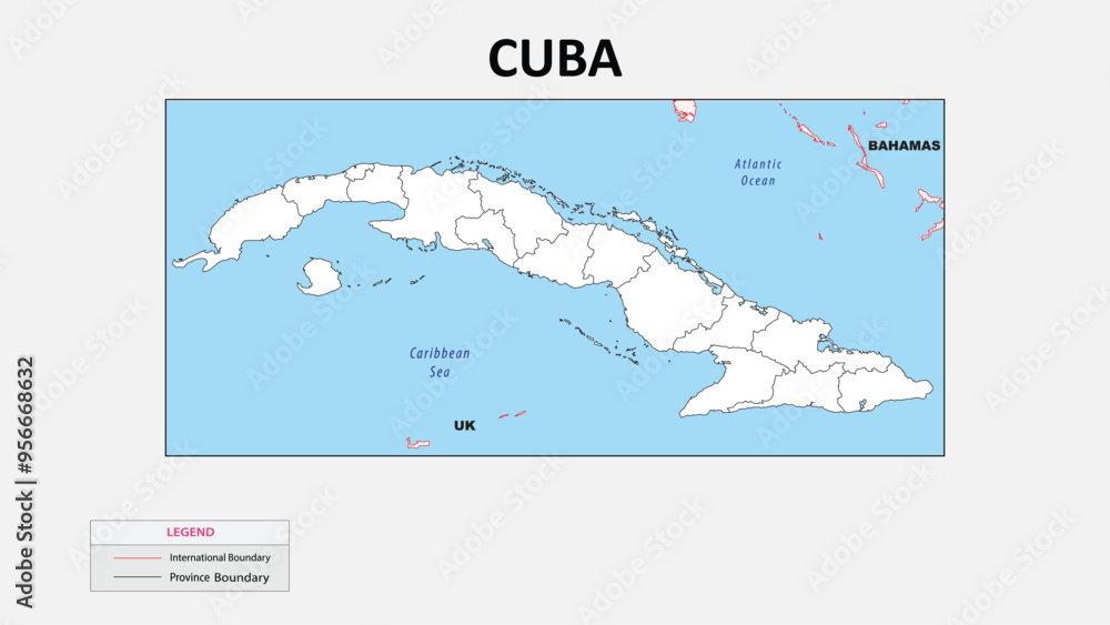 Vecteur Stock Cuba Map. Political map of Cuba with state border in ...