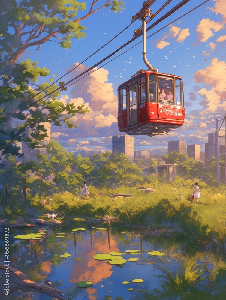 Enchanting Winter Wetlands: Soothing Anime-Style Illustration of ...