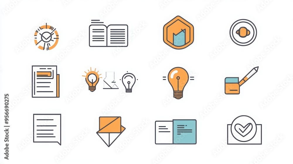 Corporate Identity thin line icon set. Containing logo, brand ...