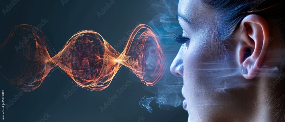 Anatomy of the human ear and the speaker of sound. Hearing loss caused ...