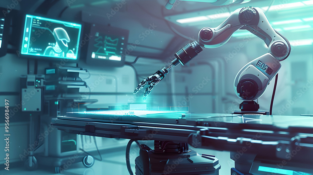future robotic arms performing automated medical health care operation ...