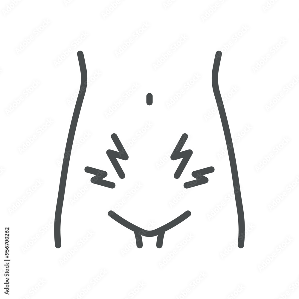 Lower Abdominal Pain Icon. Simple Line Illustration of a Female Torso ...