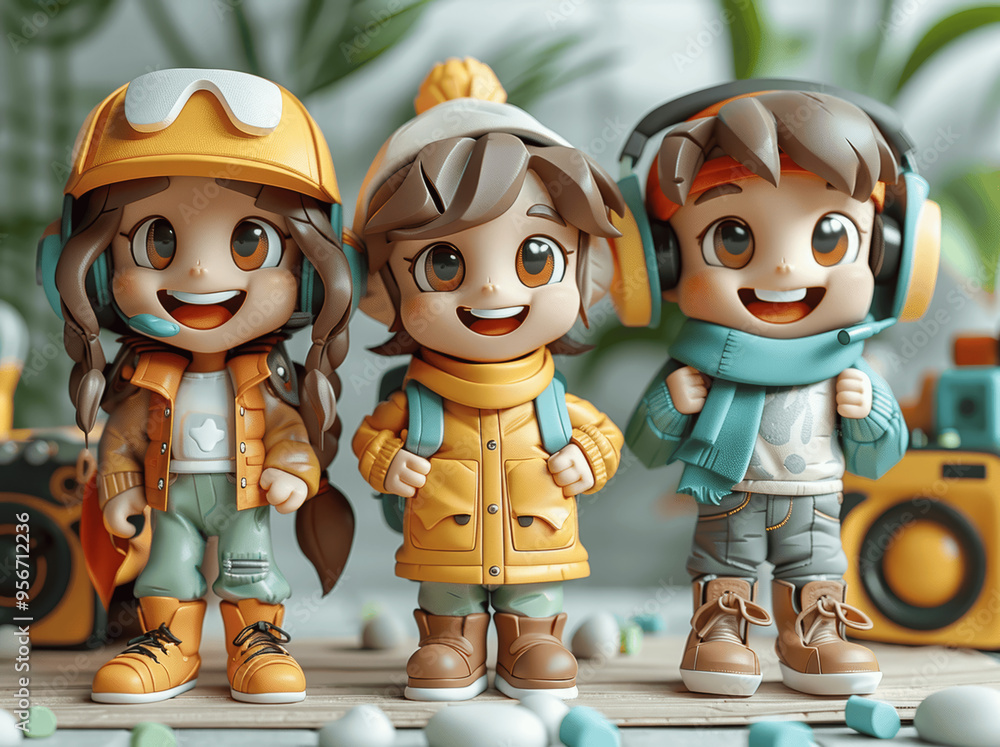3D Illustration of Animated Characters Live Streaming with Music and ...