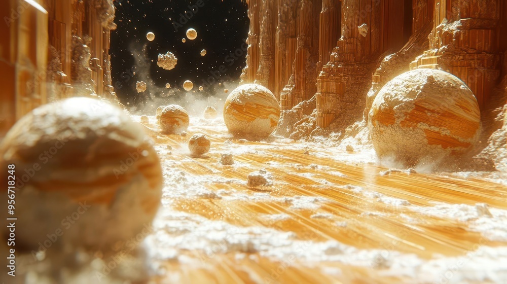 nanobots cleaning a giant wooden planetarium floor microscopic robots ...