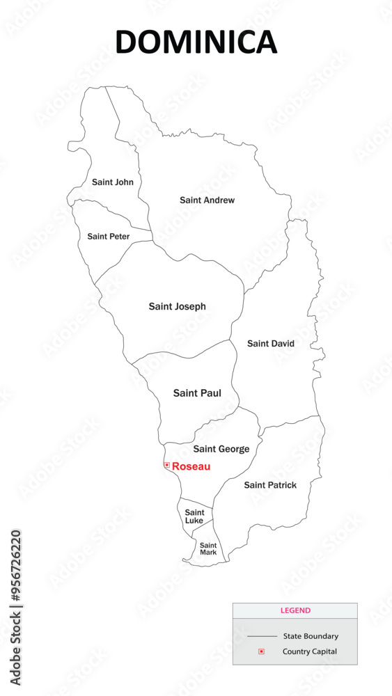 Dominica Map. State and district map of Dominica. Administrative map of ...