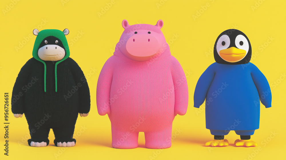 3D cartoon animation characters of animal team gangster on adventure ...