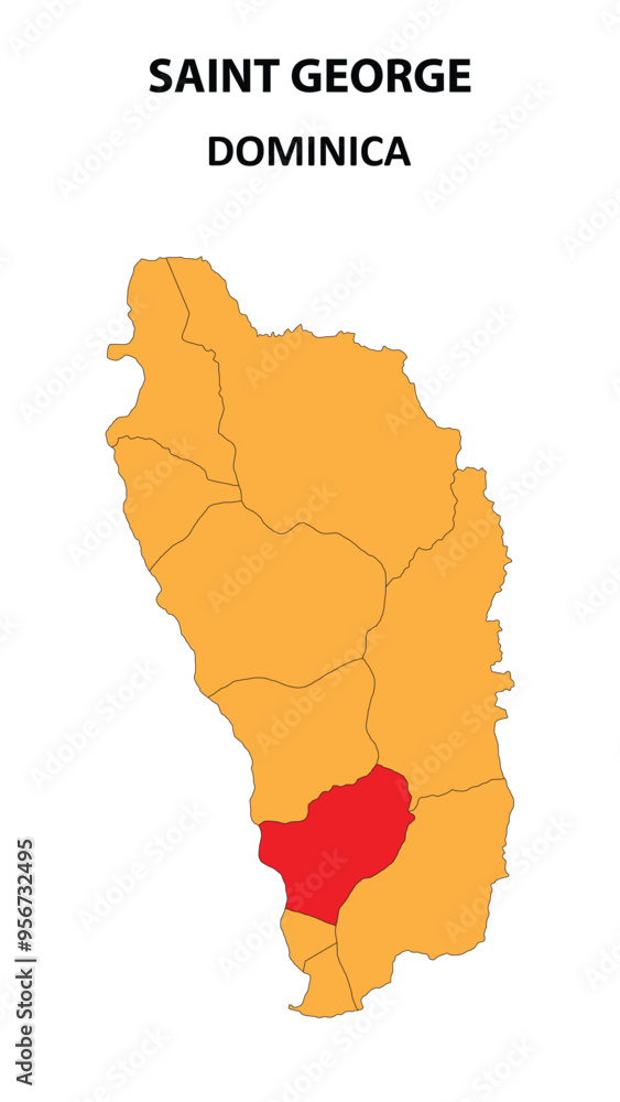 Saint George Map is highlighted on the Dominica map with detailed state ...