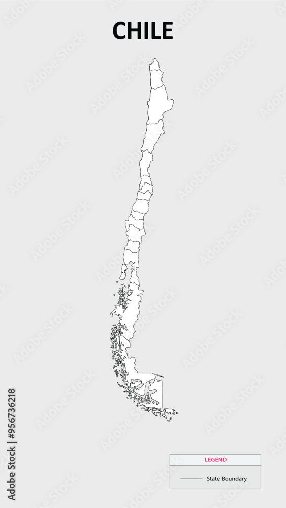 Chile Map. State map of Chile. Administrative map of Chile with states ...